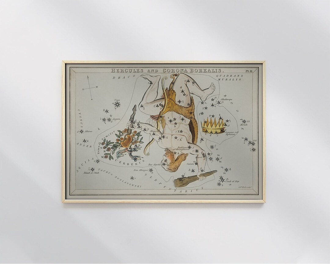 Astronomical Chart Illustration Hercules Constellation Sidney Hall #8 ...