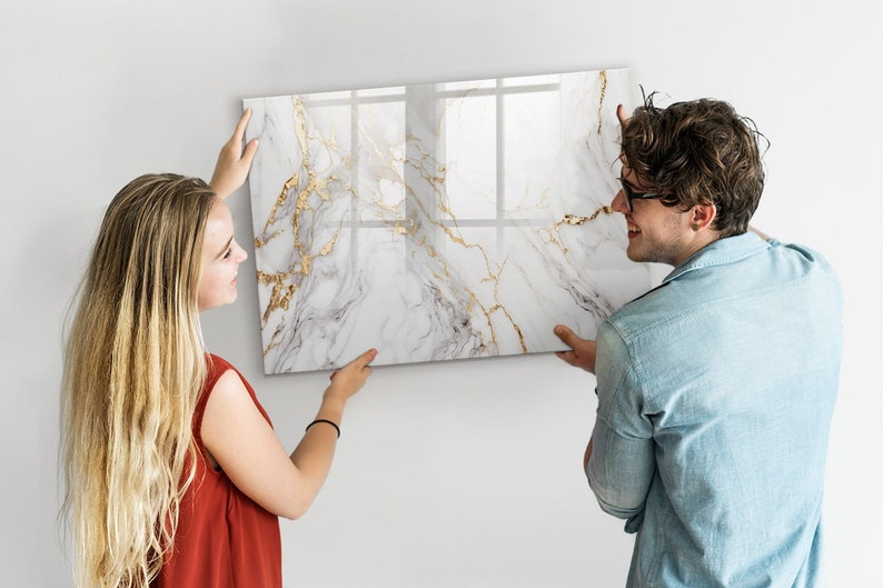 Decorative Marble Magnetic Board, Wall Organizer, White Mood Board ...