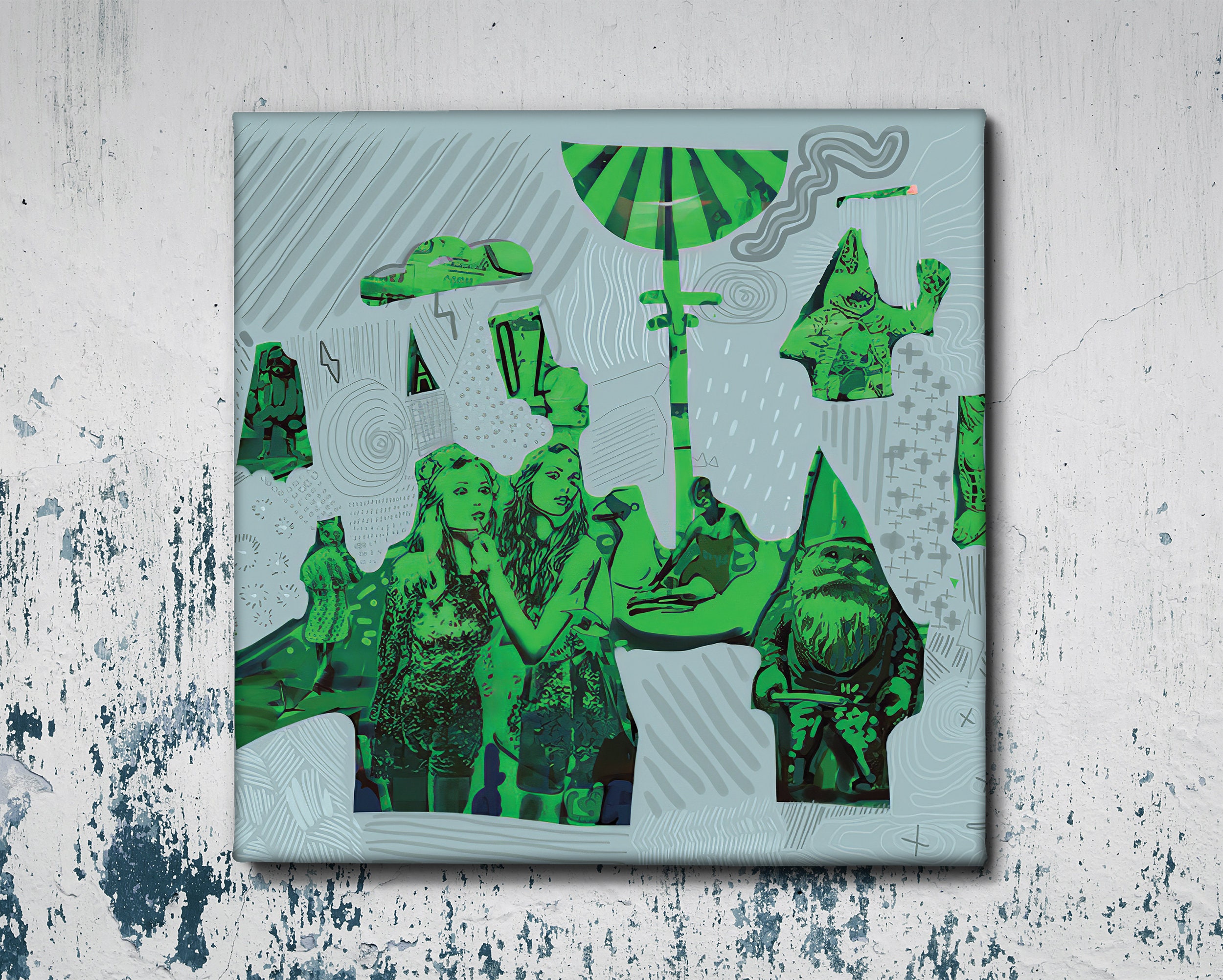 Modern Wall Design, Green Dwarfs #8 , Room Wall Decor, Canvas Print ...