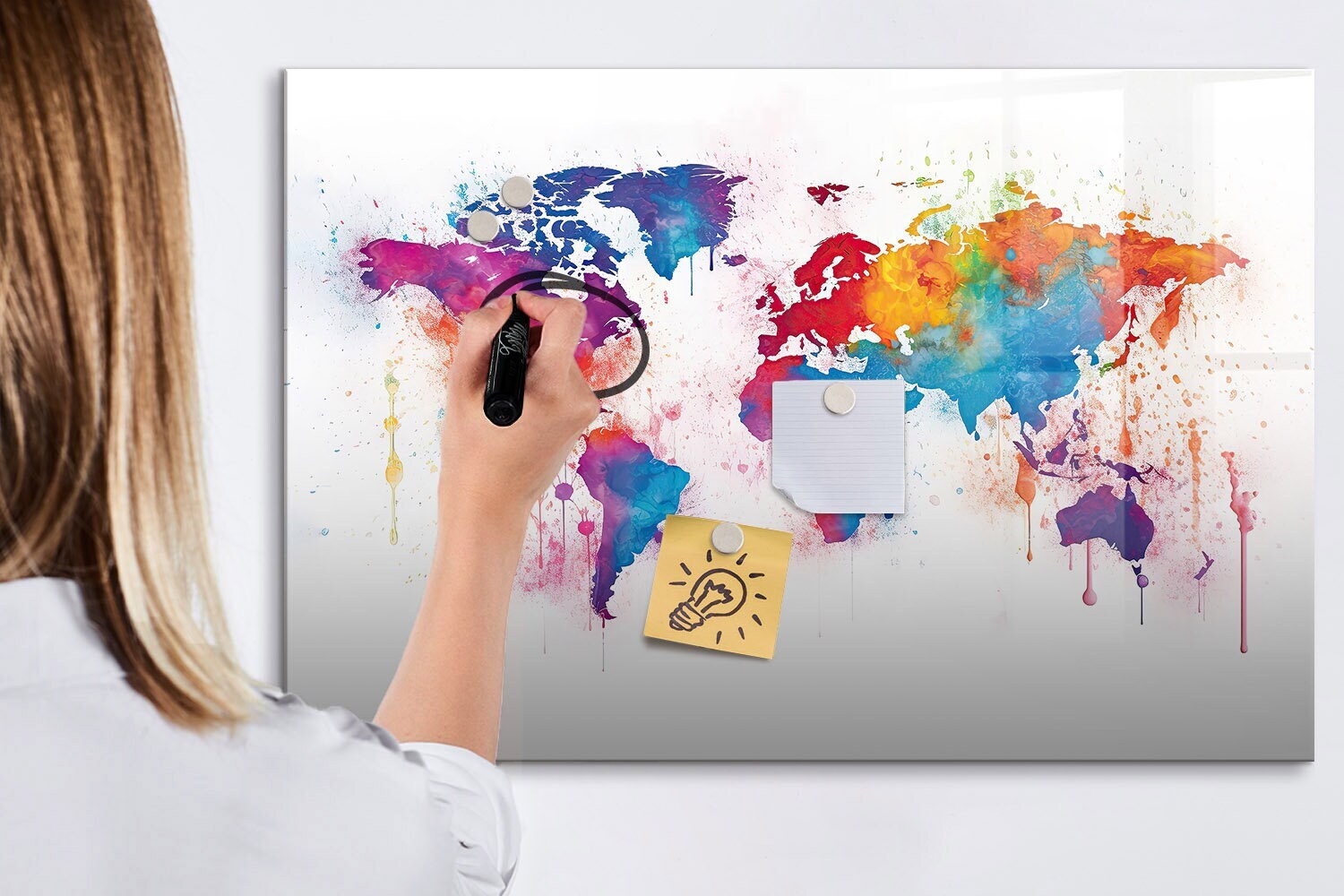 World Map Magnetic Board, Places You've Been, Multicolour Trip Map ...