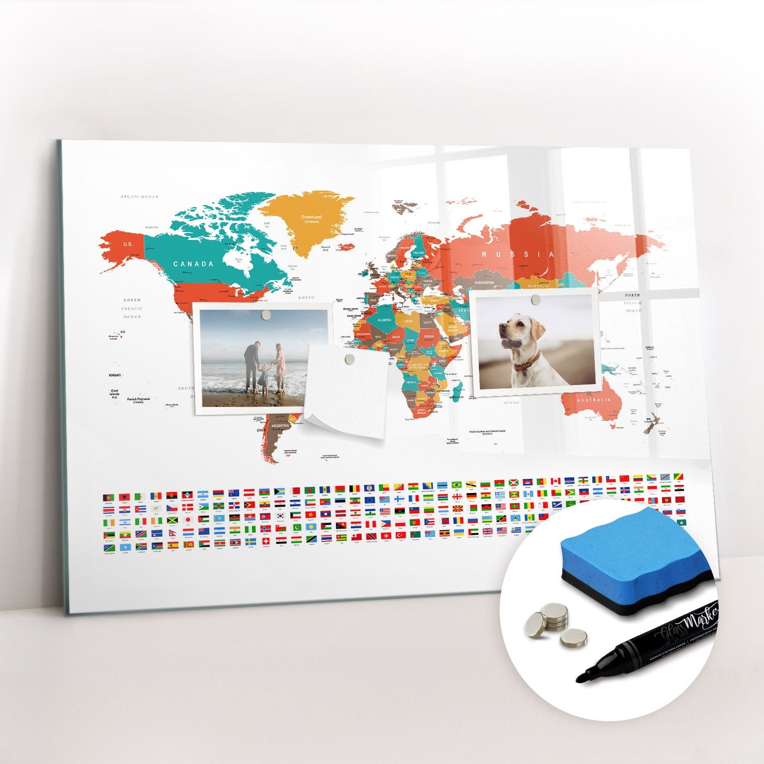 Map of the World Magnetic Board, Places Visited Map, Multicolour Travel ...