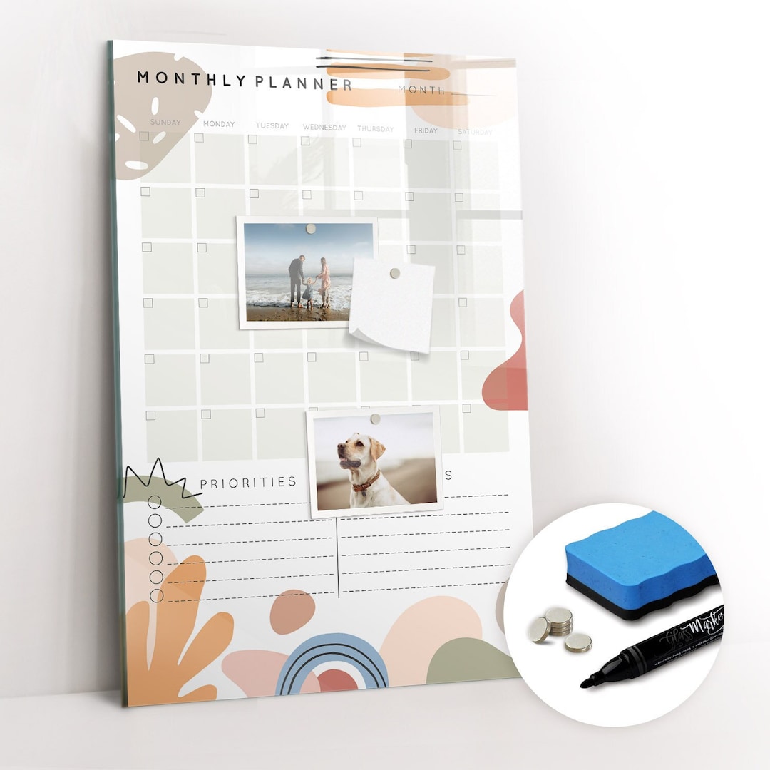 Monthly Planner Magnetic Board, Timetable, Brown Bulletin Board, Wall ...