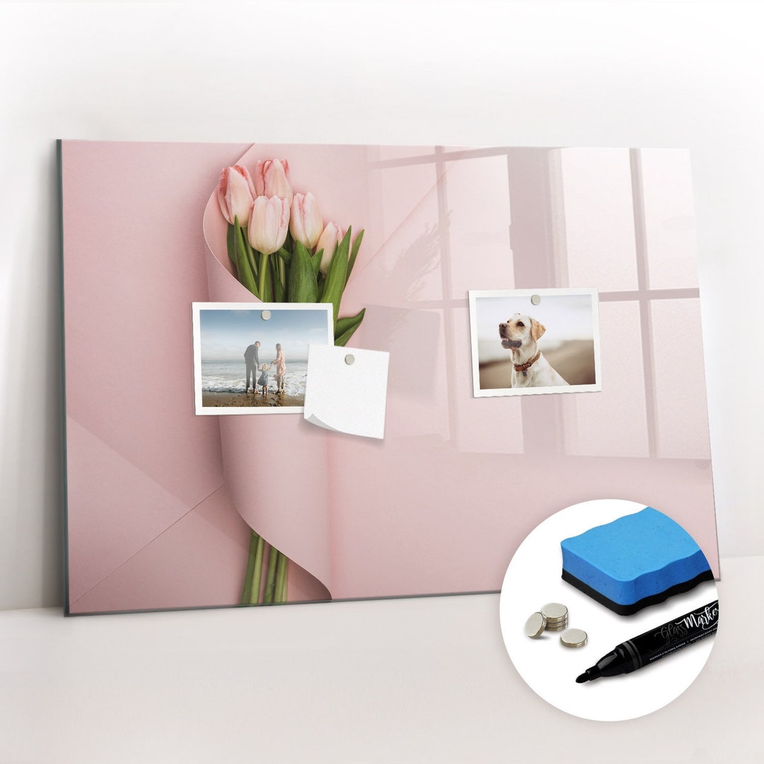 Bouquet of Flowers Magnetic Board, Photo Wall Display, Pink Memo Board ...