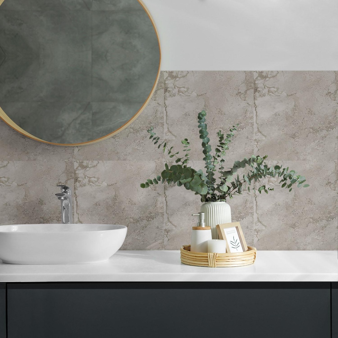 Natural Stone in the Structure Tile Stickers, Beige Peel and Stick ...