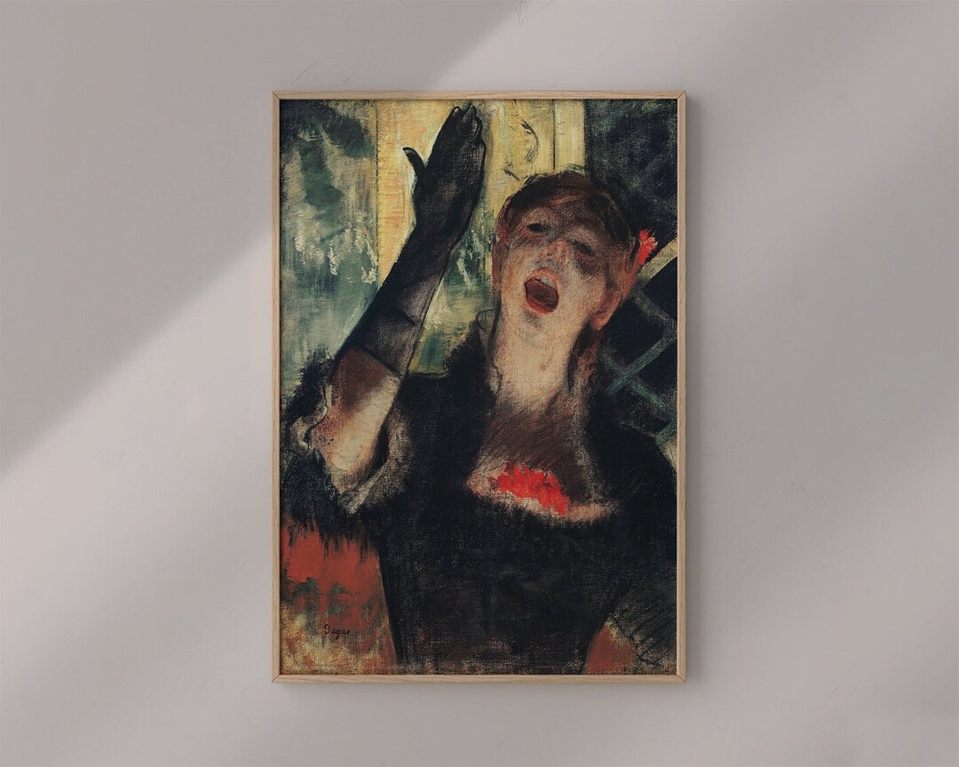 Cafe Singer 1879 by Edgar Degas Poster, Black Impressionism Art, Red ...