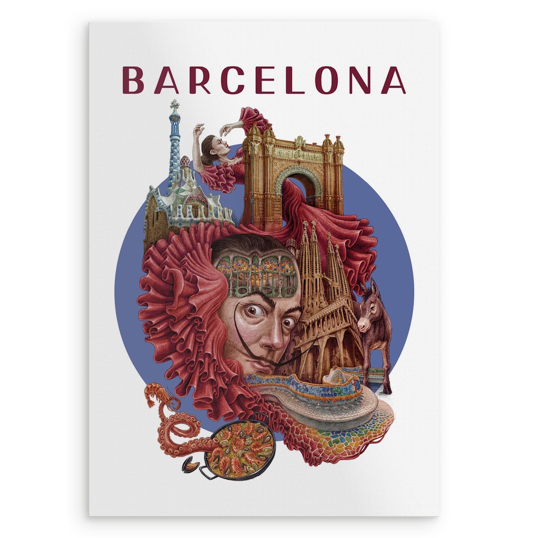 Barcelona City Canvas Poster, Blue Wall Art, Printed Canvas, Canvas Art ...
