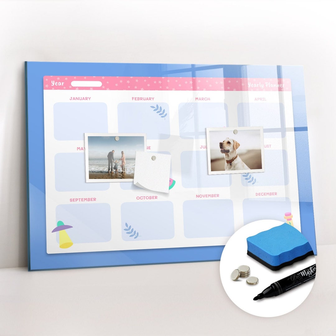 Monthly Planner Magnetic Board, Memo Board, Blue Timetable, Reusable ...