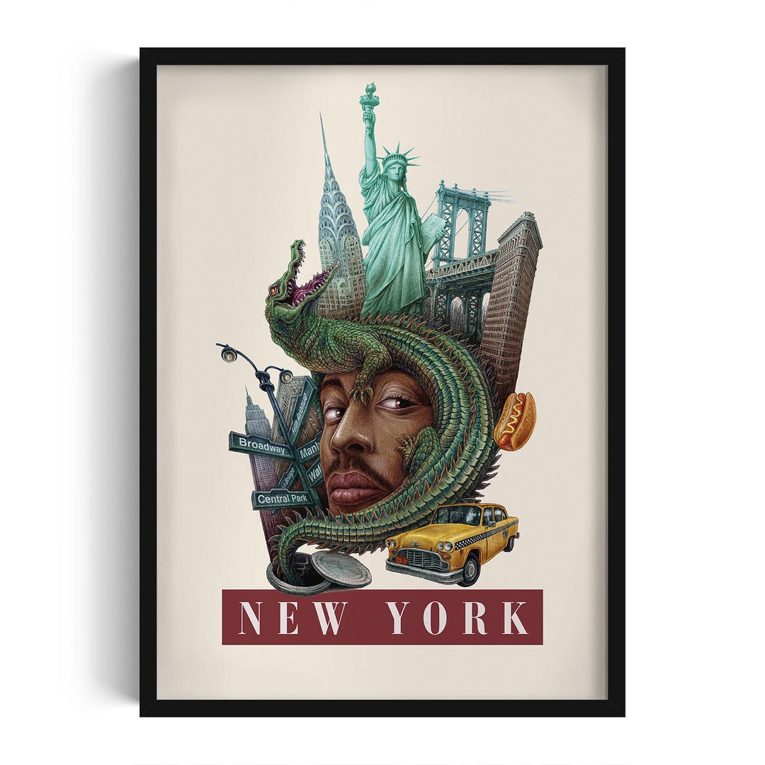 New York Illustration in Frame, New York City Wall Art, City Art Frame ...