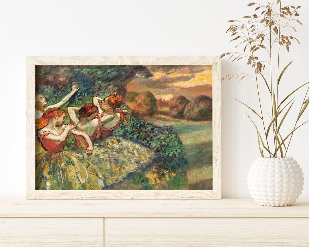 Four Dancers Ca 1899 by Edgar Degas Poster, Green Old Painting, Orange ...