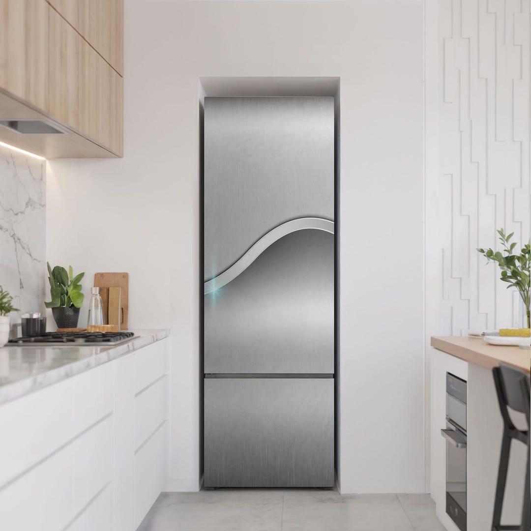Futuristic Metal Texture Fridge Magnetic Decal, Gray Aesthetic Fridge ...