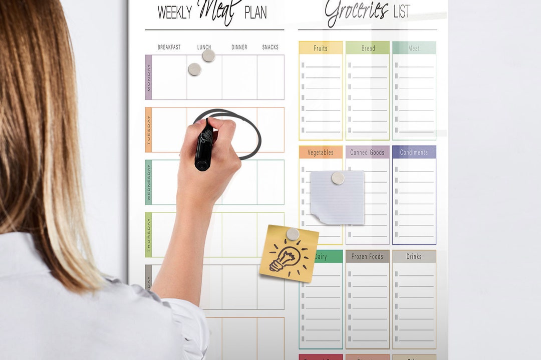Weekly Meal Plan Magnetic Board, Meal Organizer, Multicolour Command ...