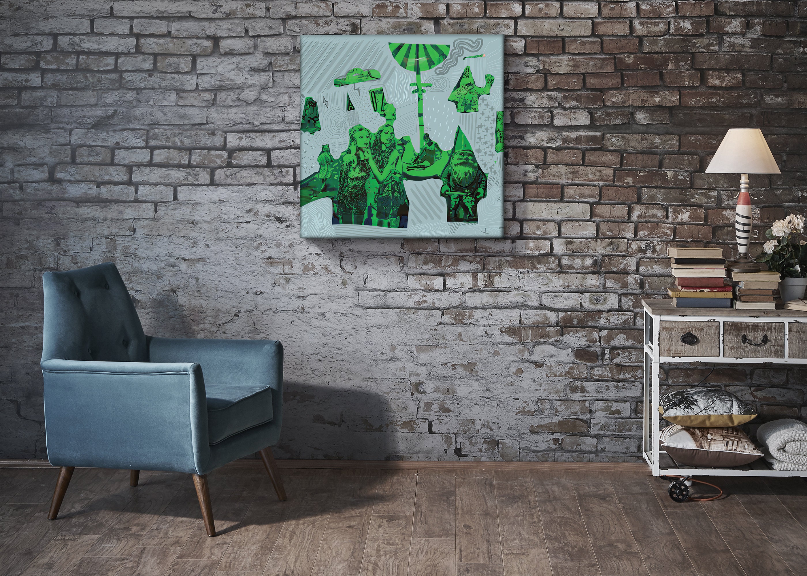 Modern Wall Design, Green Dwarfs #8 , Room Wall Decor, Canvas Print ...