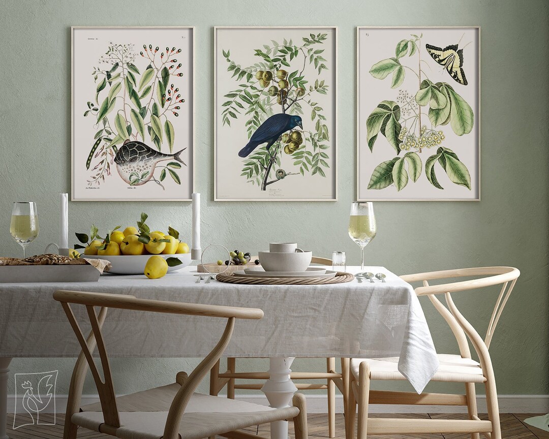 Biodiversity in Greenery Posters #3 Set of 3 Posters, Beige, Green ...