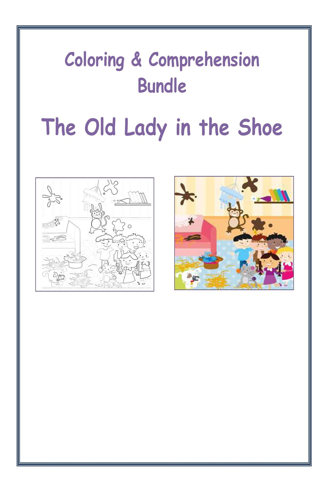 Bundle - the Old Lady in the Shoe -coloring Book, Sections 1 & 2 ...