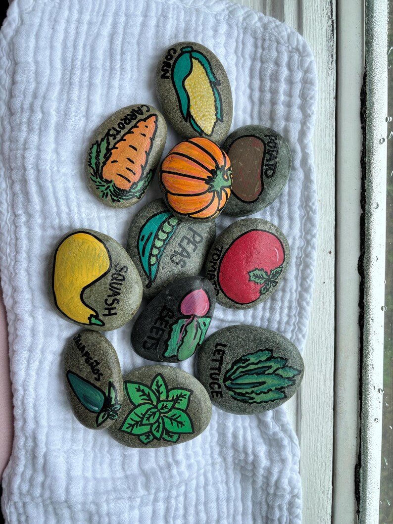 2-3 Inch Painted Rock Markers, Painted Stones, Garden Marker - Etsy