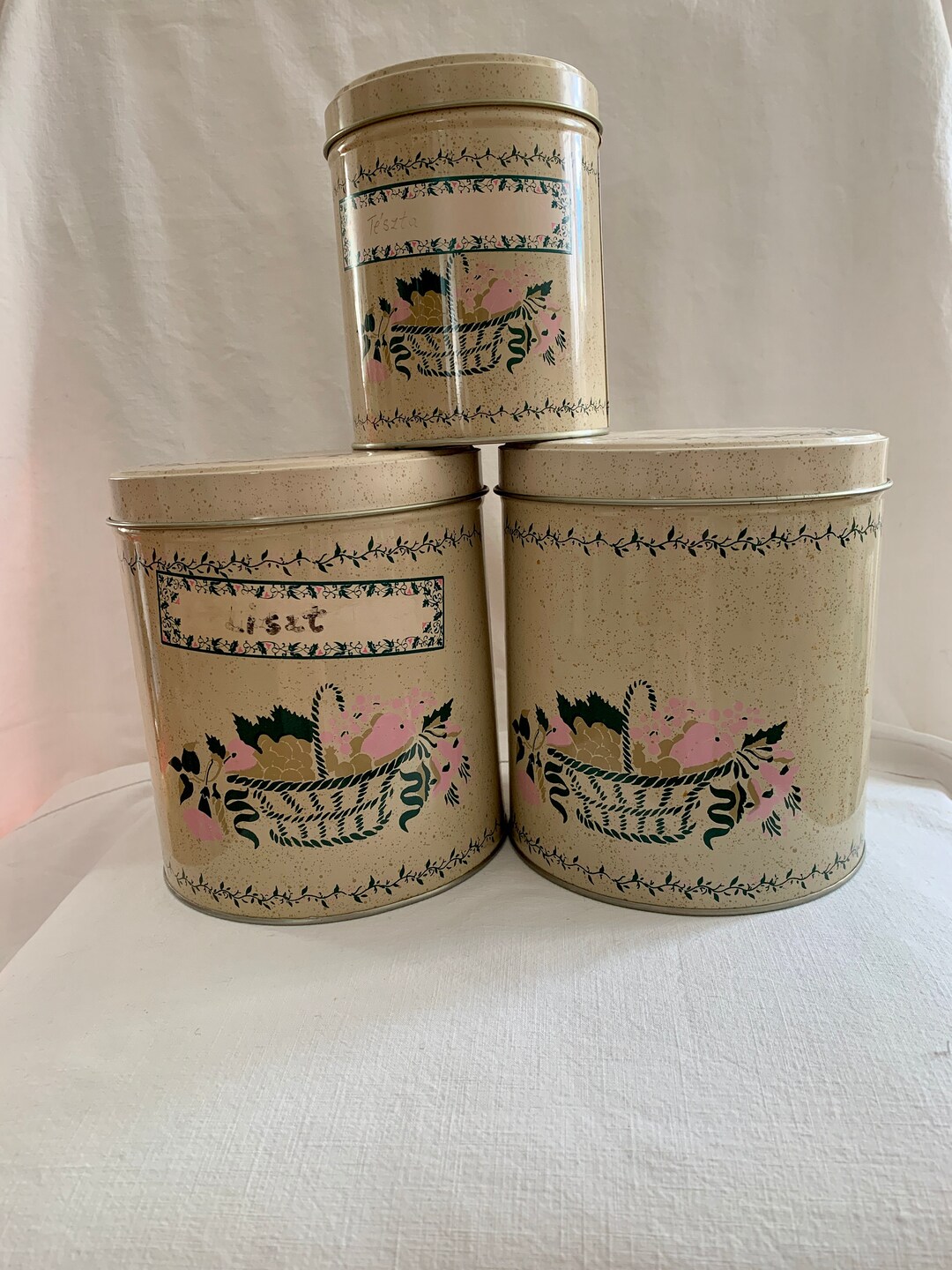 Retro Vintage Set of Three Swedish Tin Boxes Farm House Style. Boxes ...