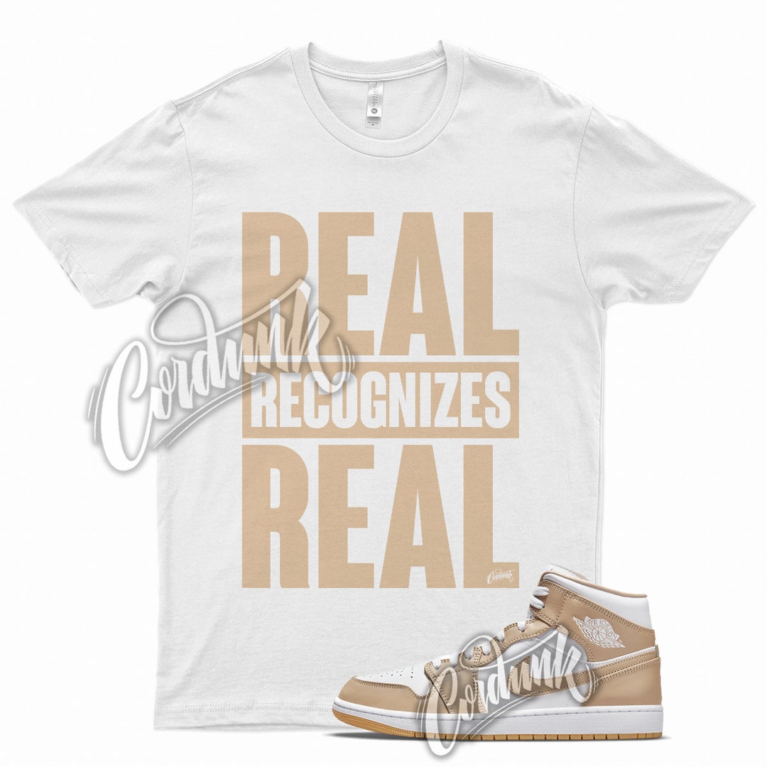 White " RRR " T Shirt for Air Jordan 1 Mid Hemp Gum Yellow by Kicks ...
