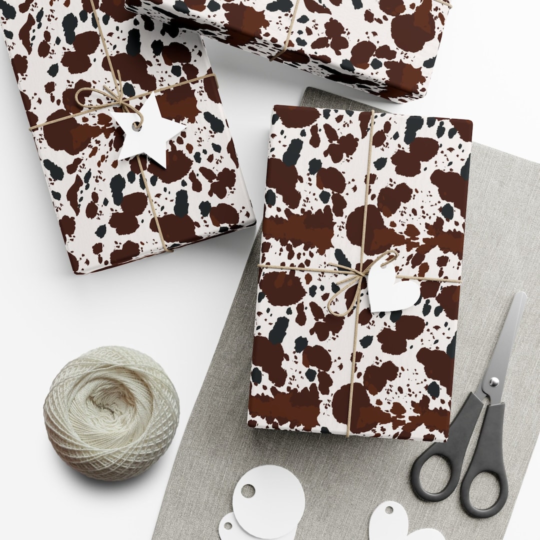 Cowboy Chic Wrapping Paper - Cowhide Design for Western-style Gifts - Etsy