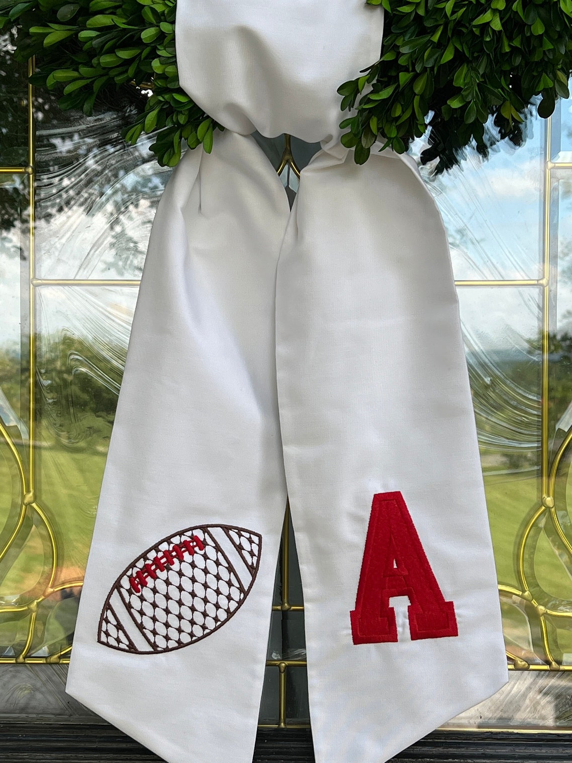 Sports Wreath Sash With Monogram, Football Game Day Wreath Bow, College ...