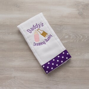 Daddy's Drinking Buddy Embroidered Burp Cloth, Custom Burp Cloth, Baby ...