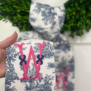 Classic French Toile Wreath Sash With Monogram, French Country Monogram ...