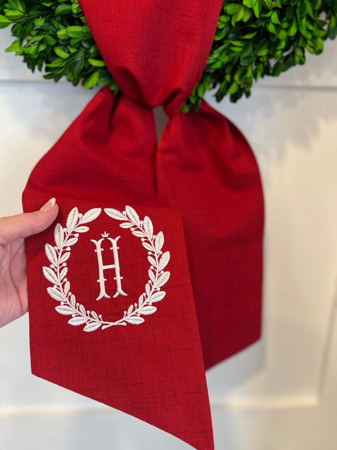 Laurel Swag Monogram Wreath Sash - Etsy