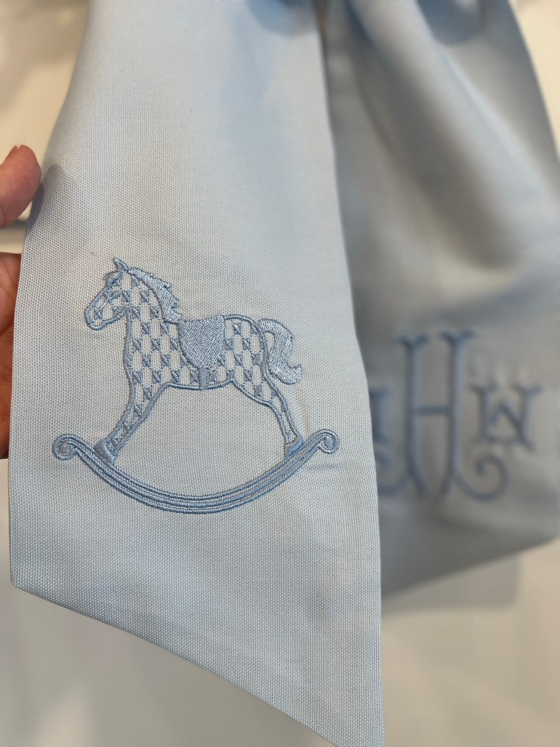 Rocking Horse New Baby Wreath Sash With TRIPLE Monogram Baby - Etsy