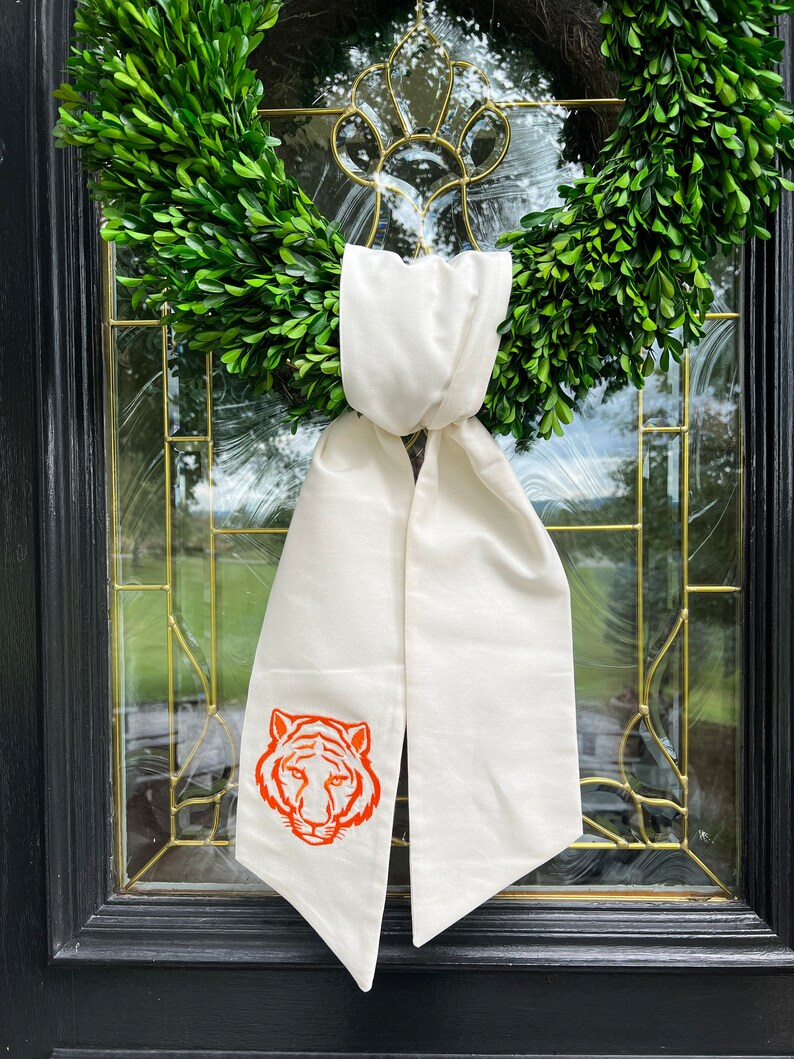 Tiger Mascot Wreath Sash With Monogram Wreath Bow Monogram - Etsy