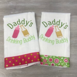 Daddy's Drinking Buddy Embroidered Burp Cloth, Custom Burp Cloth, Baby ...