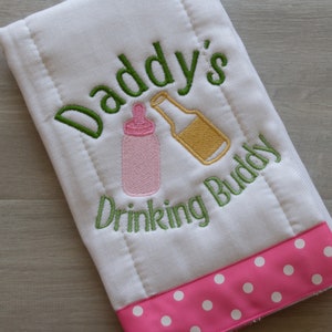 Daddy's Drinking Buddy Embroidered Burp Cloth, Custom Burp Cloth, Baby ...