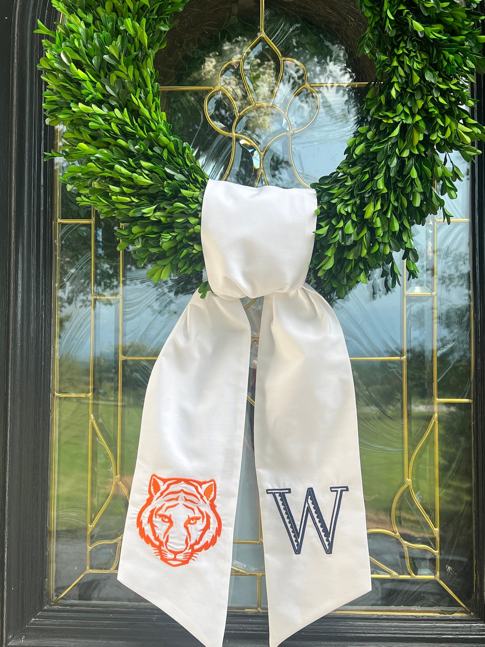 Tiger Mascot Wreath Sash With Monogram Wreath Bow Monogram - Etsy