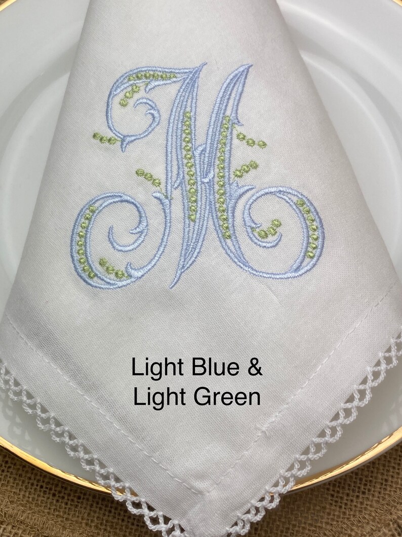 Monogram Embroidered Dinner Napkin With Beaded Script - Etsy