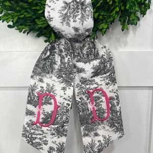 Classic French Toile Wreath Sash With Monogram, French Country Monogram ...