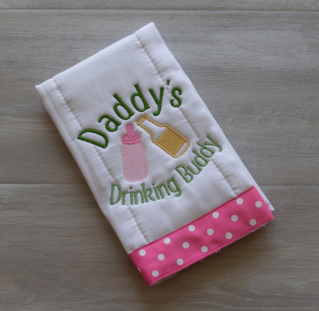 Daddy's Drinking Buddy Embroidered Burp Cloth, Custom Burp Cloth, Baby ...