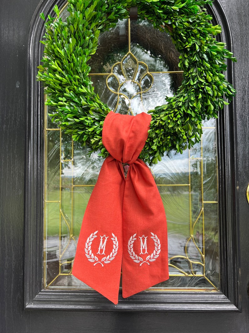 Laurel Swag Monogram Wreath Sash - Etsy