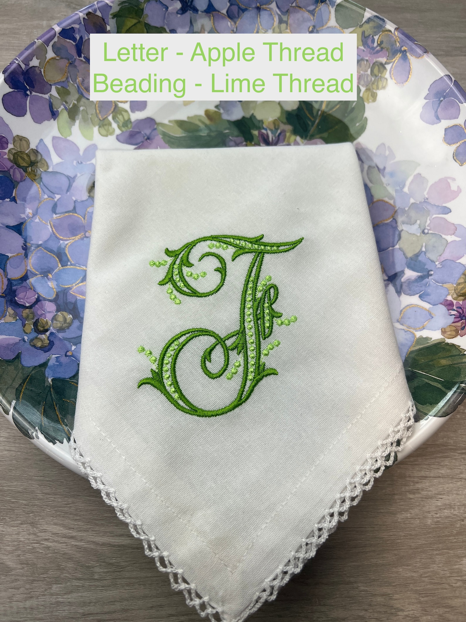 Monogram Embroidered Dinner Napkin With Beaded Script - Etsy