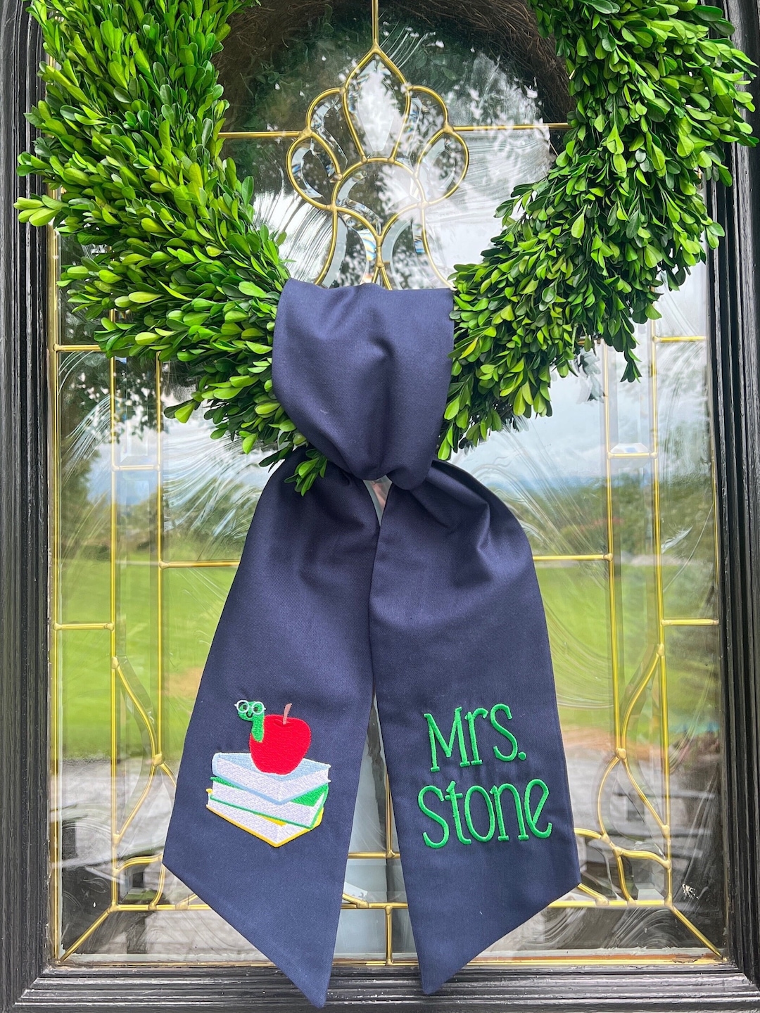 Bookworm Wreath Sash, Teacher Classroom Door Decor, Back to School Gift ...