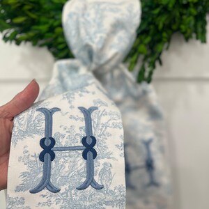 Classic French Toile Wreath Sash With Monogram, French Country Monogram ...