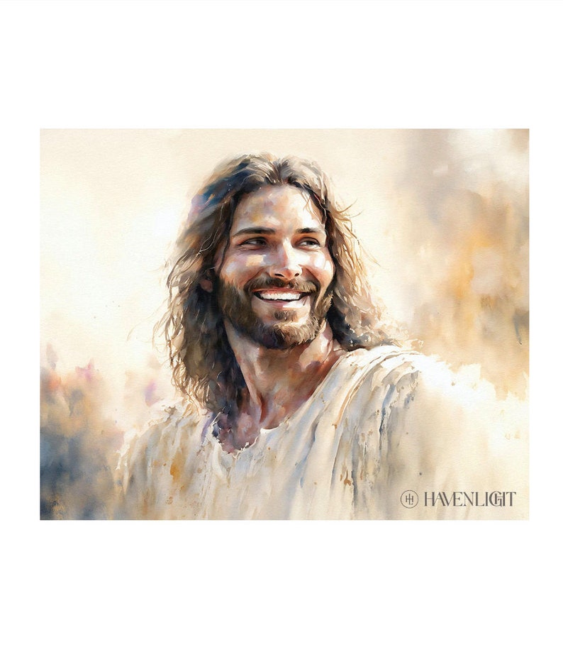 You Are Loved Smiling Jesus AI Generated Art Art Print by Alex Kovych ...