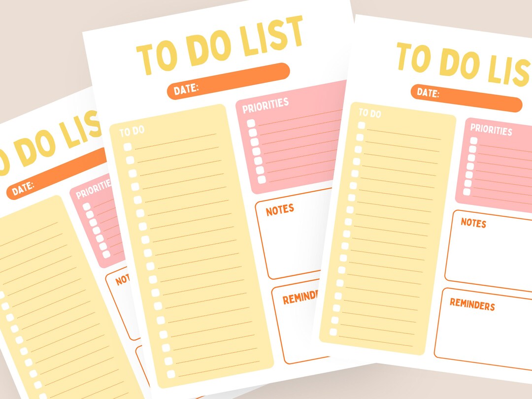 Pink & Yellow Daily To-do List: Printable Checklist (digital Download ...