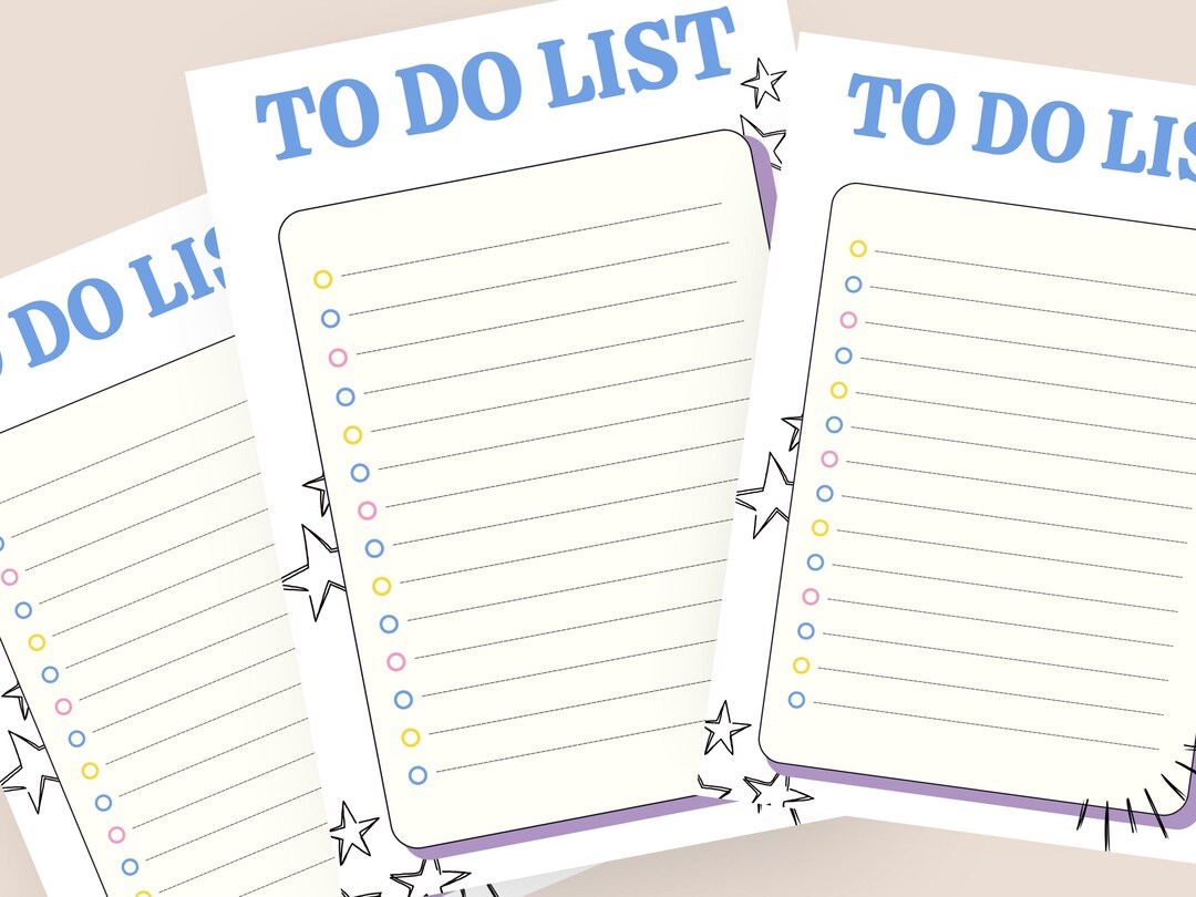 Blue Daily To-do List: Colorful Doodle Printable Checklist (digital ...