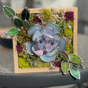 Stained Glass Purple Flower in Frame - Etsy