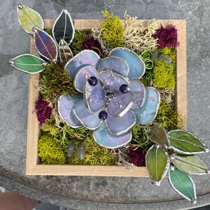 Stained Glass Purple Flower in Frame - Etsy