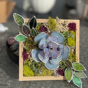 Stained Glass Purple Flower in Frame - Etsy