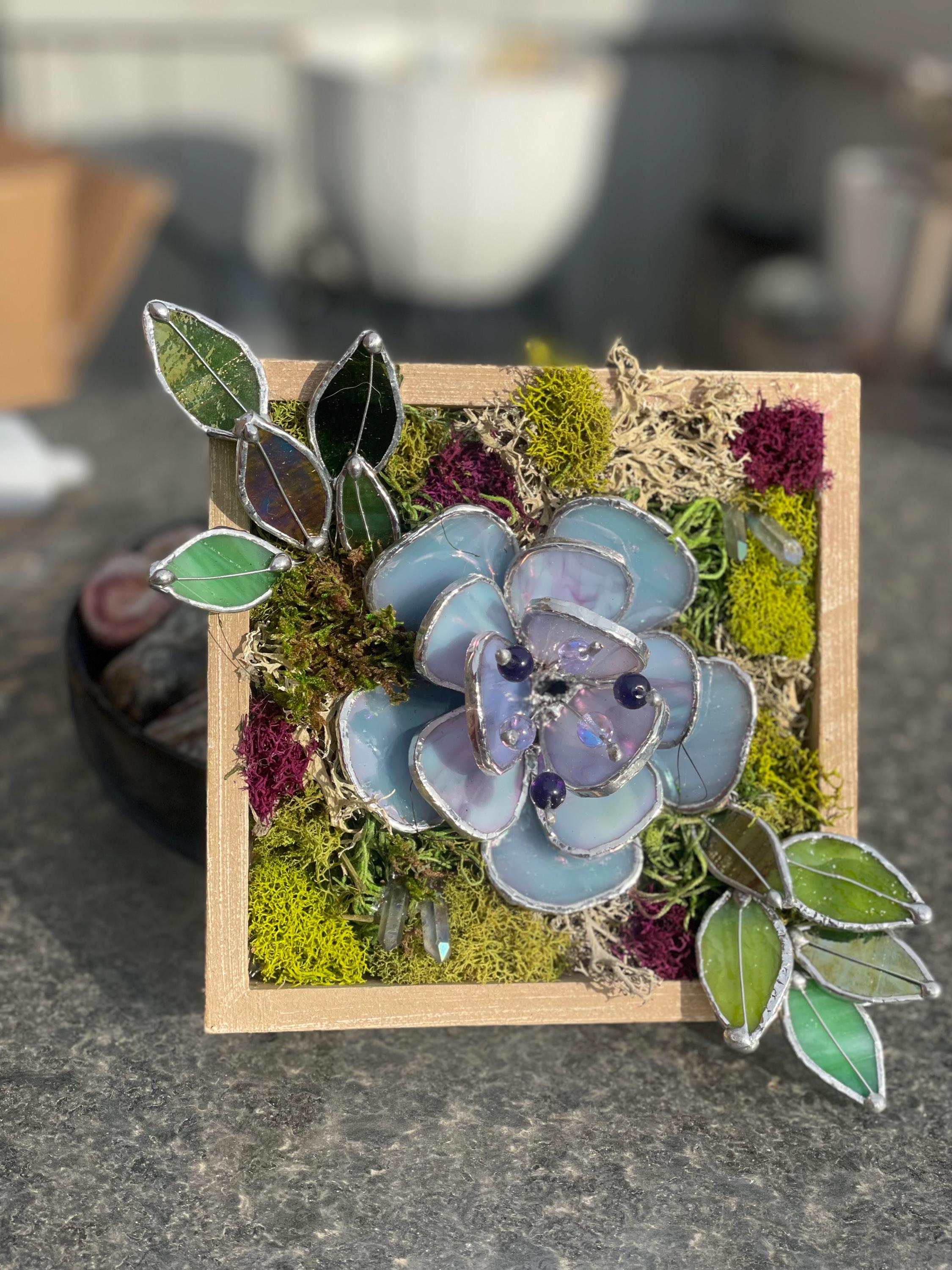 Stained Glass Purple Flower in Frame - Etsy