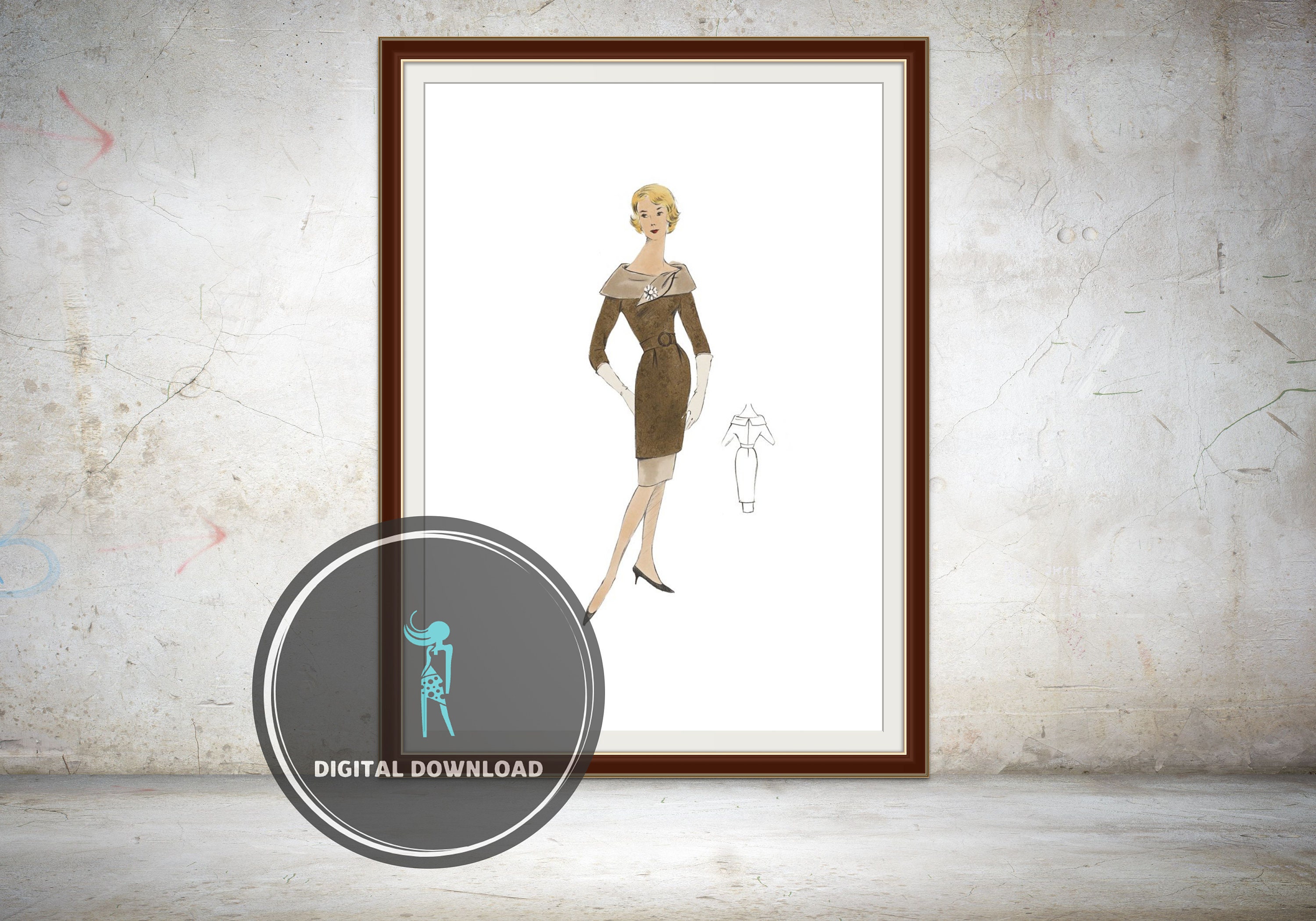 Vintage Fashion Illustration Printable - 1959 NYC Evening Wear Sketch ...