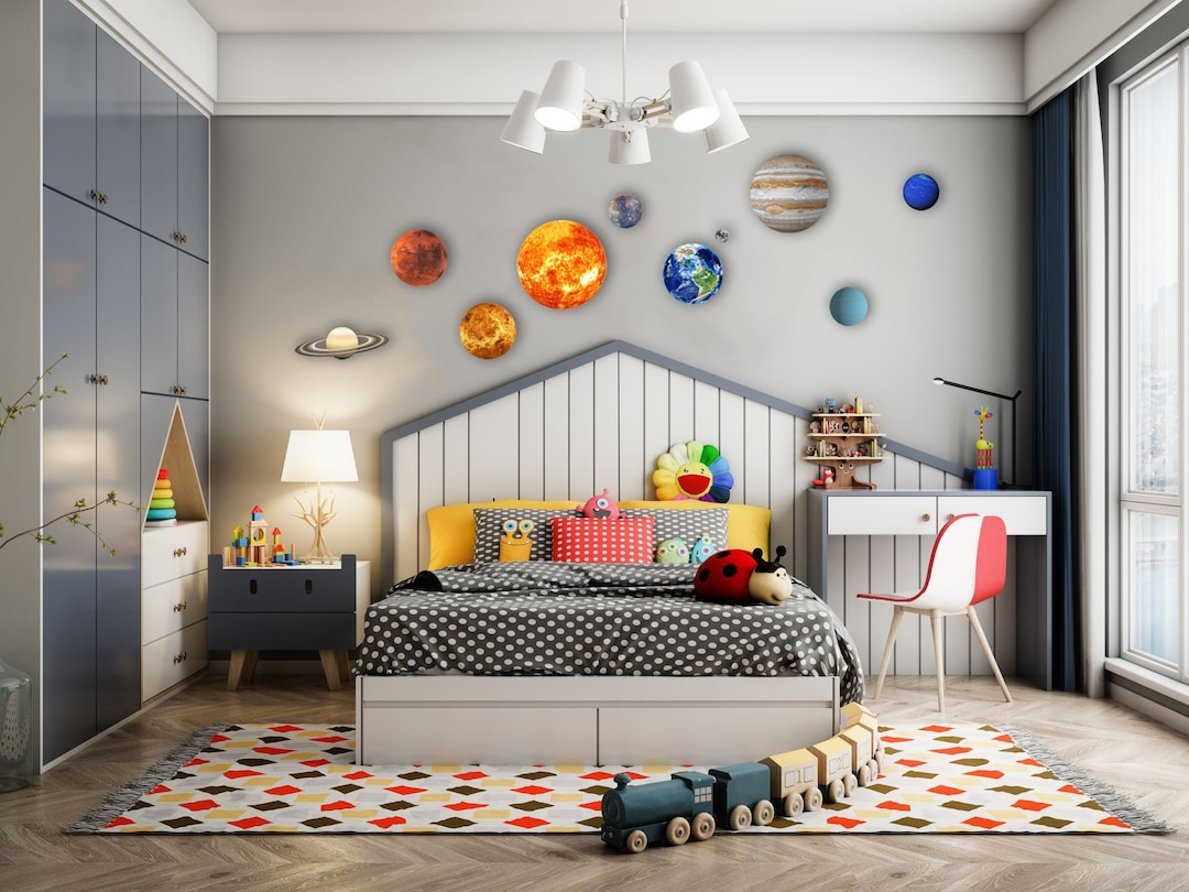 Large Wooden Solar System, Kids Room Decor, Montessori Inspired ...