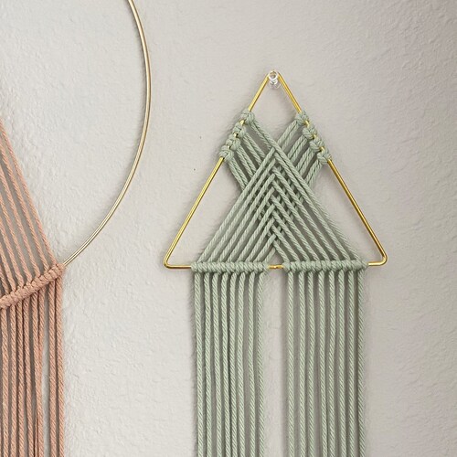 Macrame Pattern Metal Triangle Wall Hanging DIY Modern Boho - Etsy