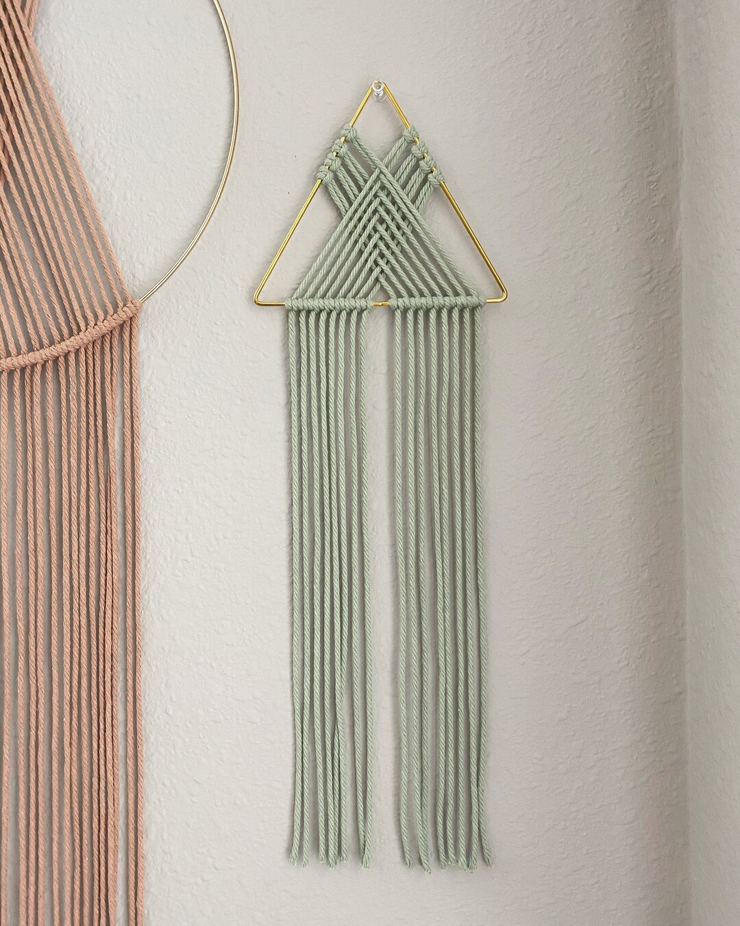 Macrame Pattern Metal Triangle Wall Hanging | DIY Modern Boho Hippie ...