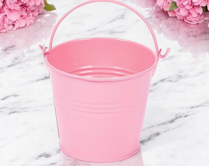 Mini Pink Metal Favor Pail - 3" Party Favor Bucket for Baby Showers ...
